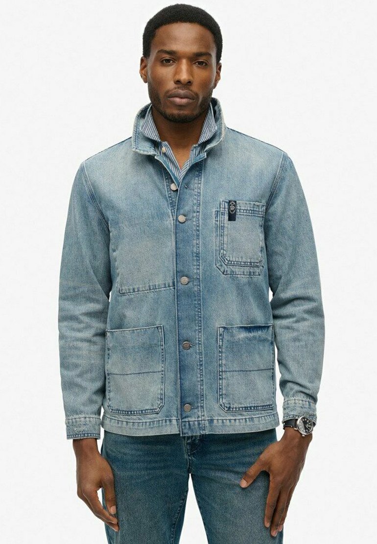 Superdry THE MERCHANT STORE - Denim jacket - worn wash/light blue - Zalando