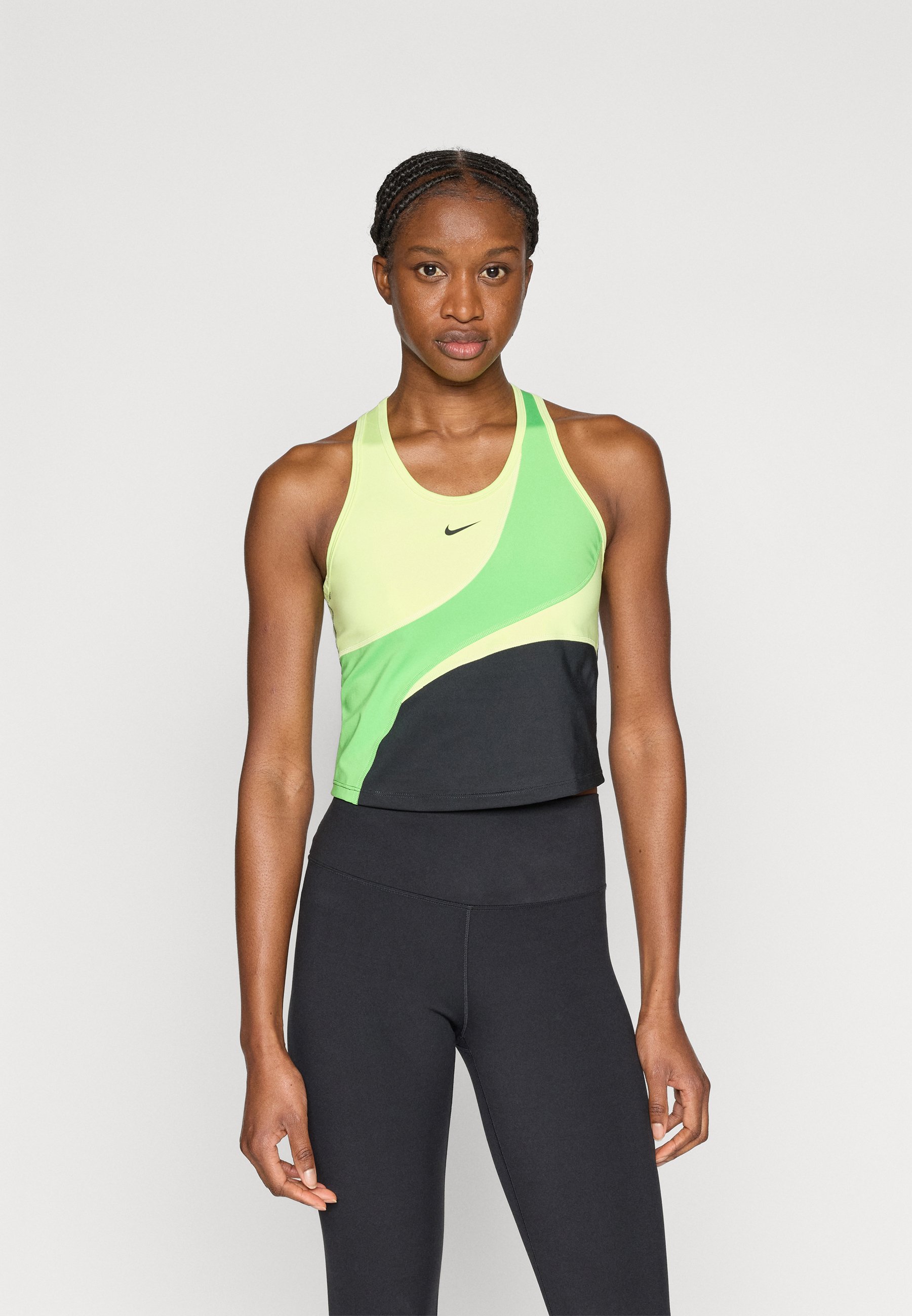 Nike Performance Top - black/light lemon twist/mean green/schwarz ...