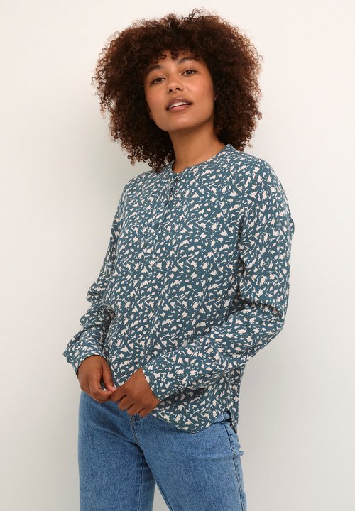 Kaffe KAFAY AMBER BLOUSE - Bluse - midnight / brown leafs/dunkelblau ...