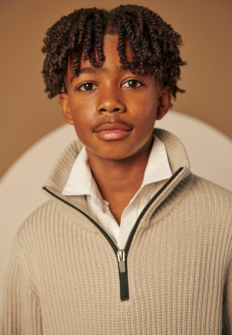 Next CHUNKY HIGH NECK ZIP - Pullover - neutral/ocre - ZALANDO.FR