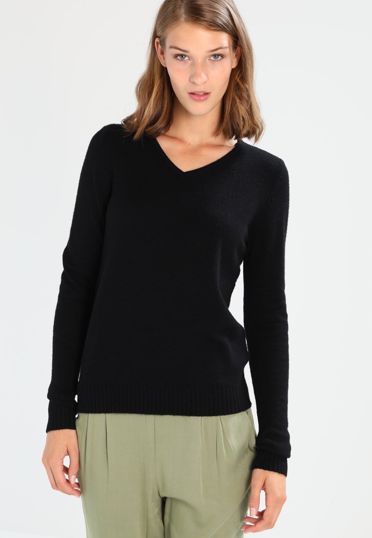 VILA VIRIL V-NECK - Strickpullover - black/schwarz - Zalando.de