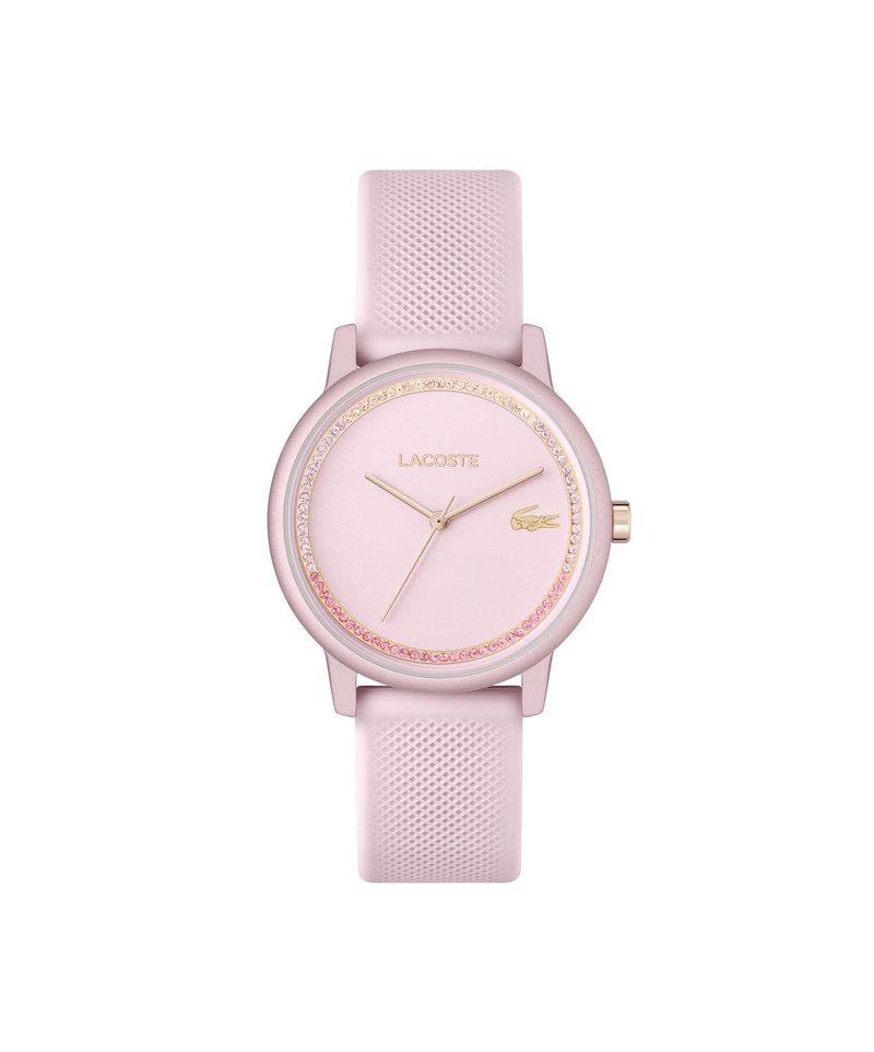 Lacoste 3H, BLUSH ALUMINUM CASE, BLUSH DIAL WITH CRYSTAL SET DETAILS ...