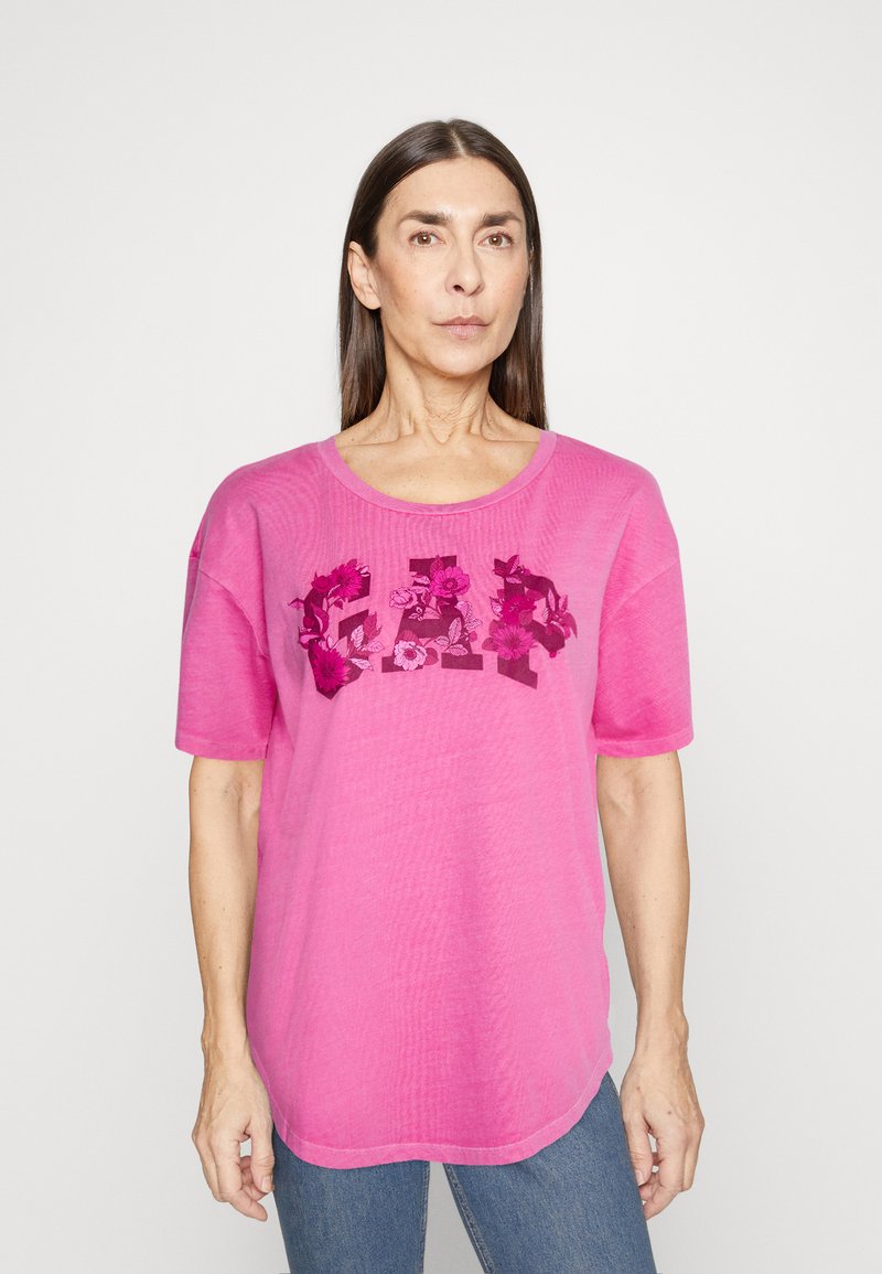 Gap Logo Tee Print T Shirt Standout Pink Neon Pink Zalando De
