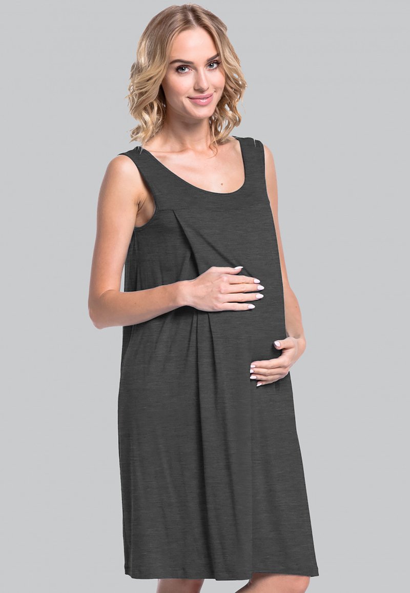 Happy Mama MATERNITY NURSING - Nightie - graphite melange/grey - Zalando.ie