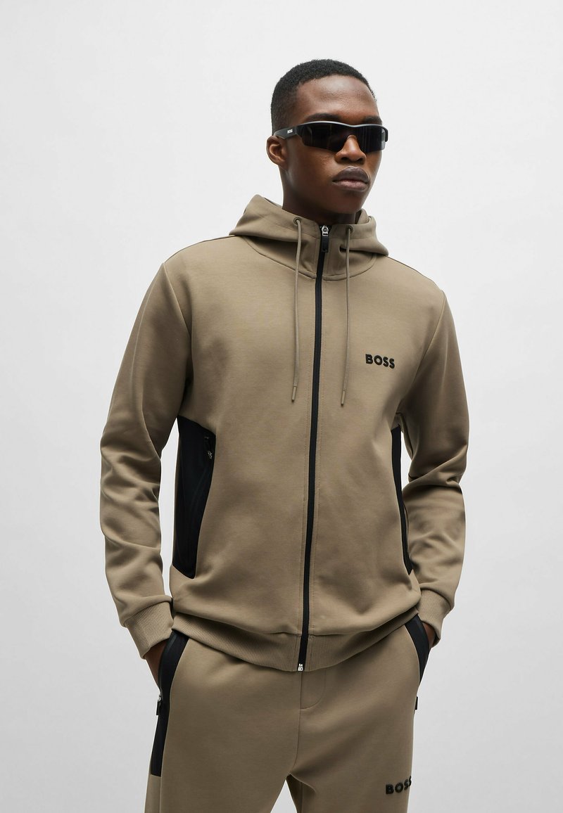 BOSS Zip-up sweatshirt - light green four/light green - Zalando