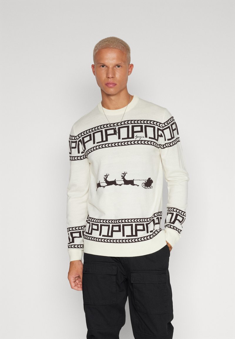 Denim Project SWEATER - Stickad tröja - jet stream/vit - Zalando.se