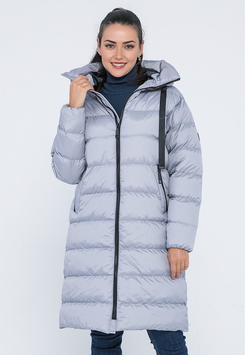 Basics and More OODED PUFFER - Winter coat - grey/light blue - Zalando.ie