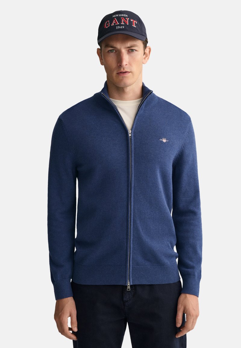 GANT CASUAL ZIP - Cardigan - dark jeansblue melange/mottled blue ...