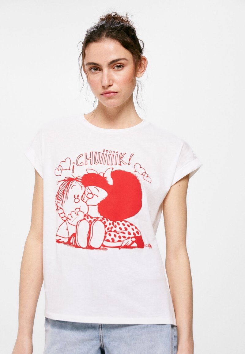 Springfield MAFALDA - Print T-shirt - beige/off-white - Zalando.de
