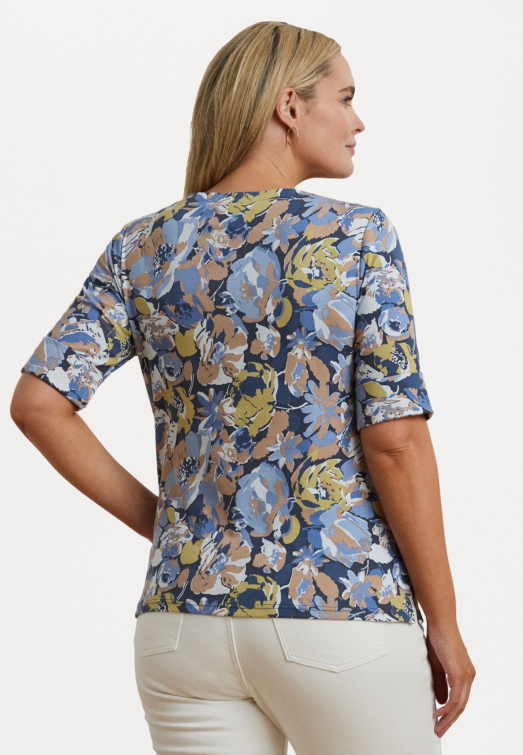 Lauren Ralph Lauren Woman JUDY FLORAL STRETCH COTTON BOATNECK TEE