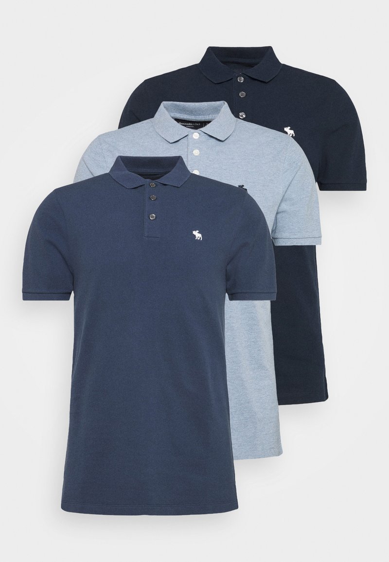 Abercrombie & Fitch 3-Pack Icon Polo - Piké - BLUE HEATHER / BERING SEA ...