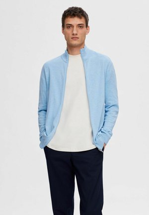 Selected Homme CUBAN COLLAR - Chaqueta de punto - sky captain/azul ...