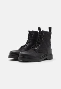 Pier One LEATHER - Lace-up ankle boots - black - Zalando.co.uk
