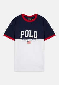 Polo Ralph Lauren RINGER - Print T-shirt - white/blue - Zalando.ie