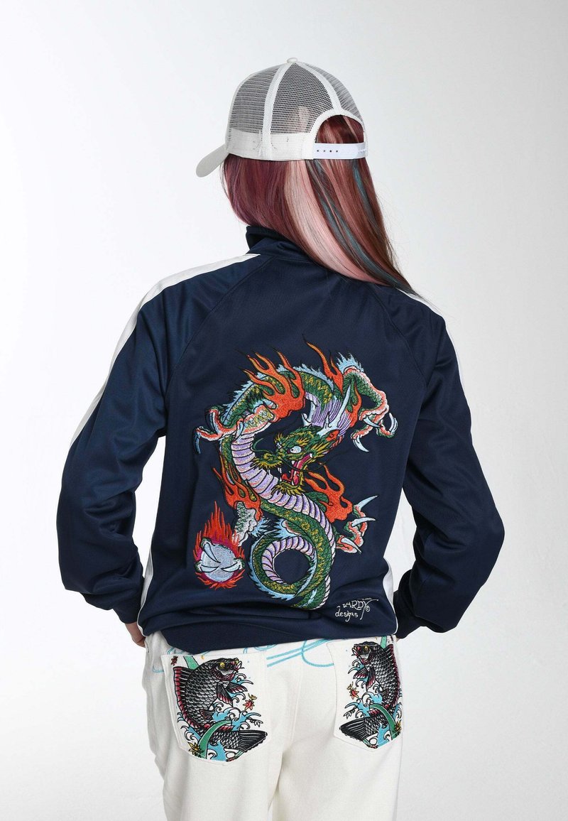 Ed Hardy BIG DRAG TRICOT ZIP UP TRACK - Training jacket - navy/blue ...