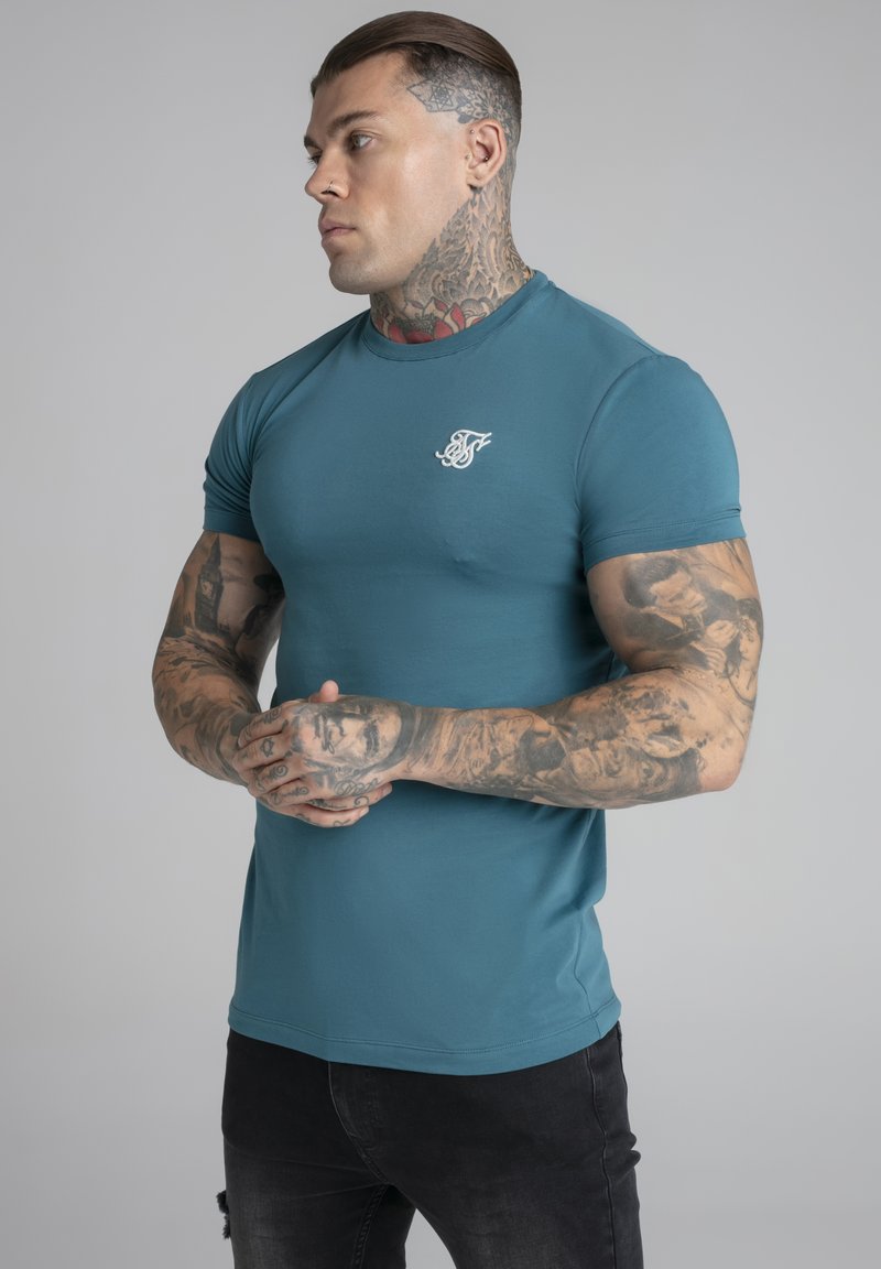 SIKSILK MUSCLE FIT - T-Shirt basic - teal/hellgrün - Zalando.de