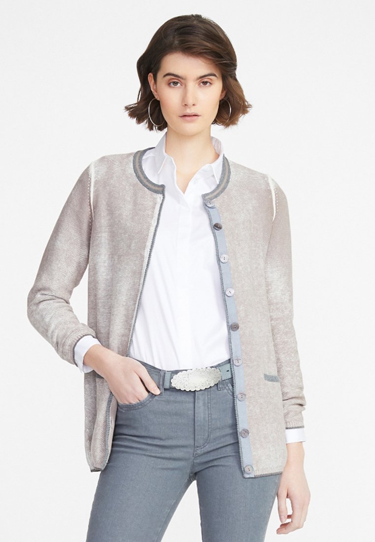 PETER HAHN Cardigan - taupe/offwhite/taupe - Zalando