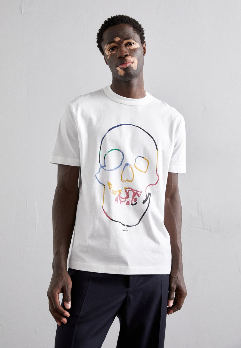 PS Paul Smith MENS LINEAR SKULL - T-shirts print - whites/offwhite ...