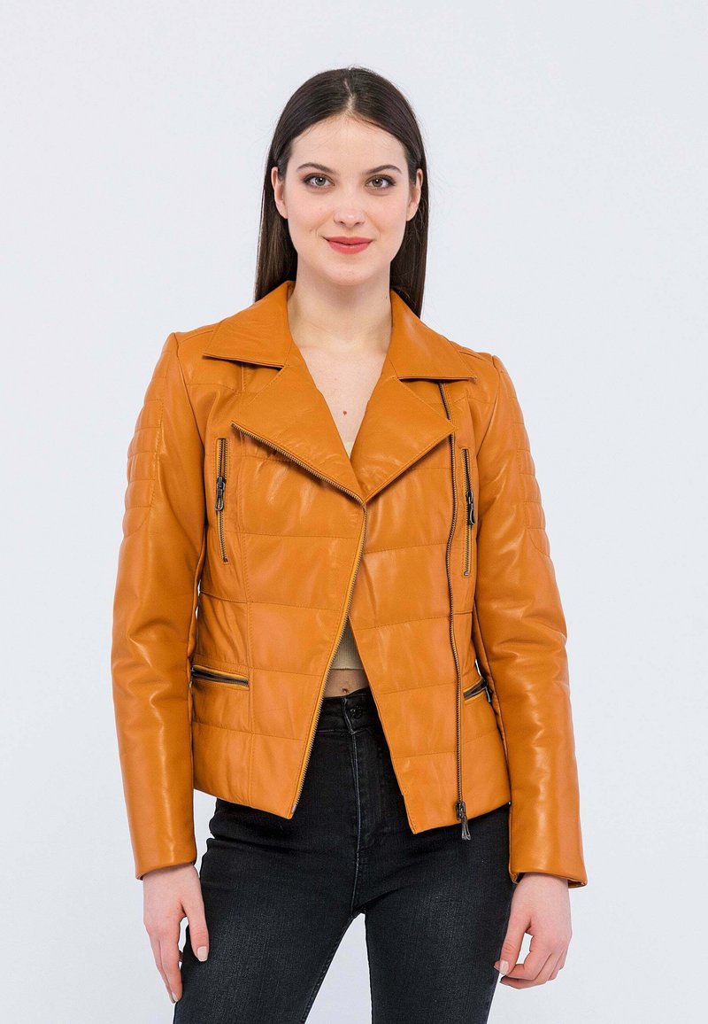 Felix Hardy Leather jacket - camel - Zalando
