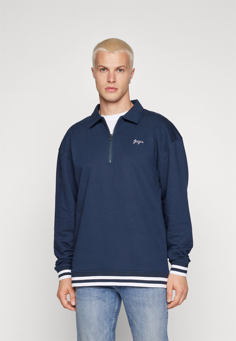 Denim Project HALF ZIP COLLAR CREWNECK - Sweatshirt - carbon blue/blau ...