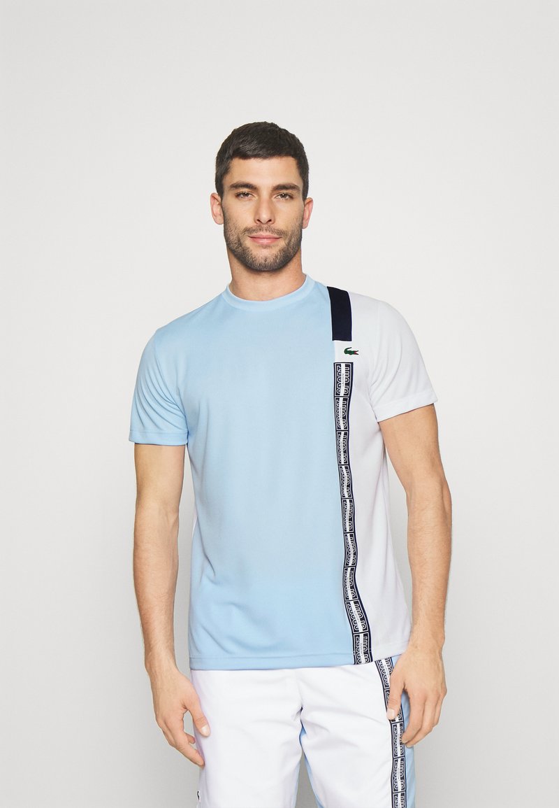 Lacoste Sport Tennis Sports T Shirt Overview White Navy Blue Blue