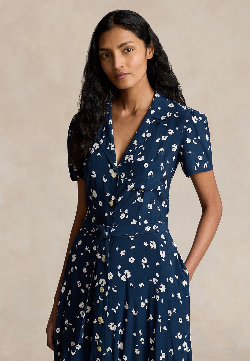 Polo Ralph Lauren HAMPTON SHORT SLEEVE DAY DRESS - Blusenkleid - blue/offwhite/blau - Zalando.at