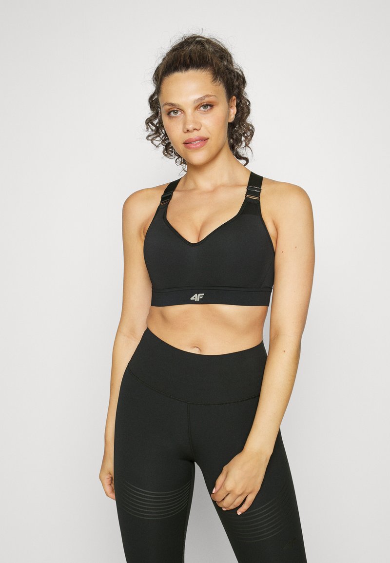 4F SPORTS BRA - High support sports bra - deep black/black - Zalando.co.uk