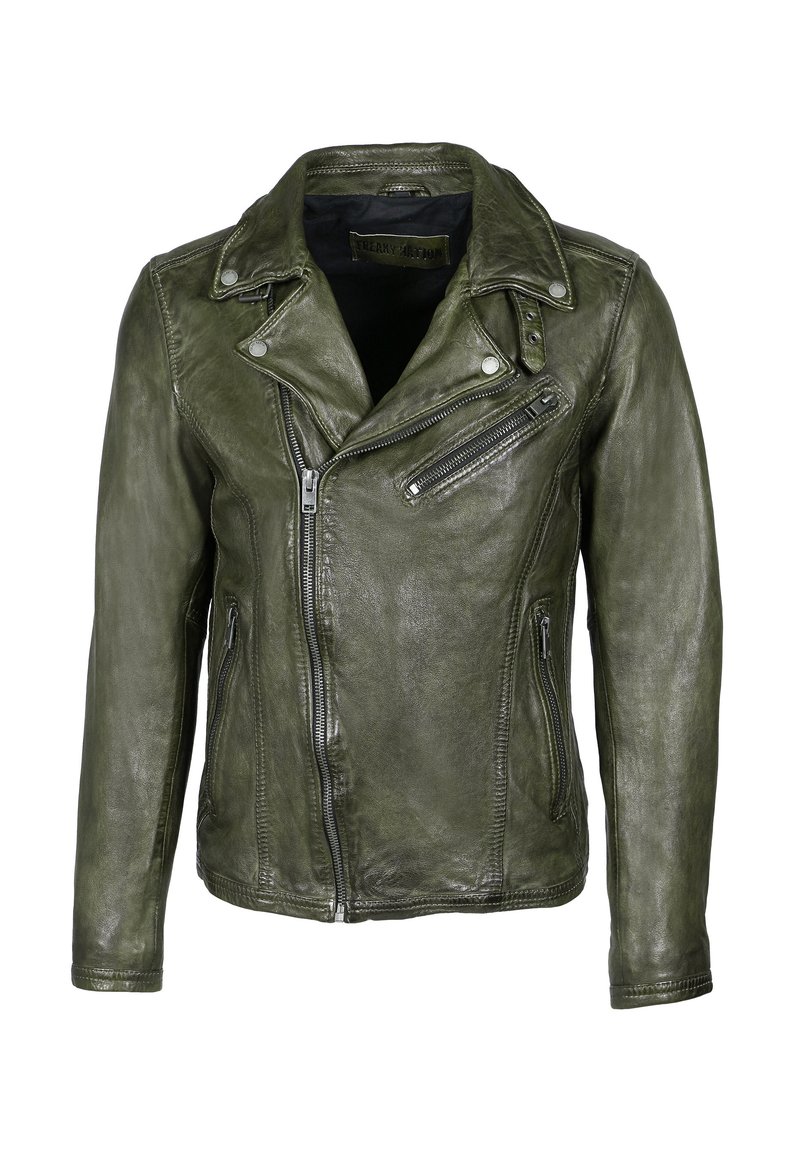 Freaky Nation SHORT LEAN - Leather jacket - barbour green/green - Zalando