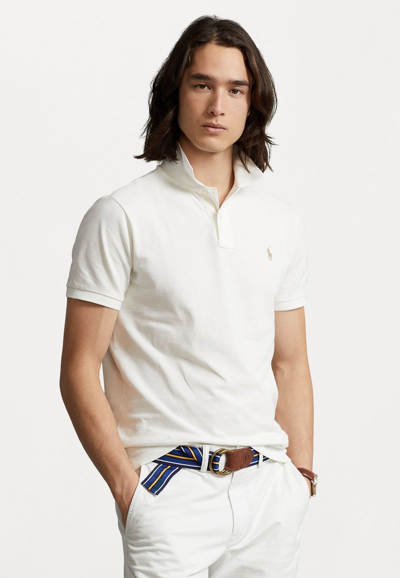 Polo Ralph Lauren CUSTOM SLIM FIT MESH POLO SHIRT - Poloshirt - deckwash white/wit - Zalando.be