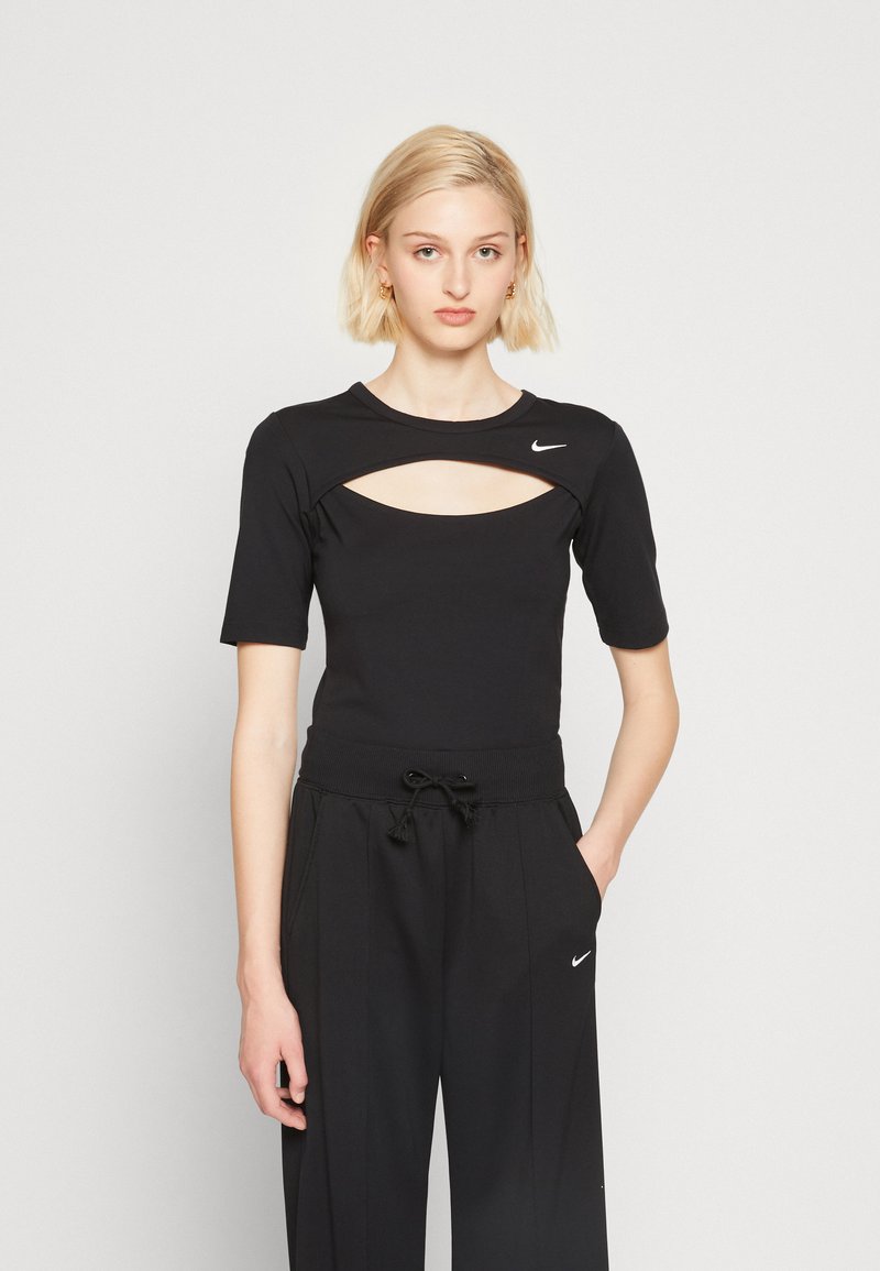 Nike Sportswear CUTOUT - Print T-shirt - black/sail/black - Zalando.de