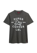 Superdry LABEL WORK - Print T-shirt - surplus gravel grey grit/dark ...