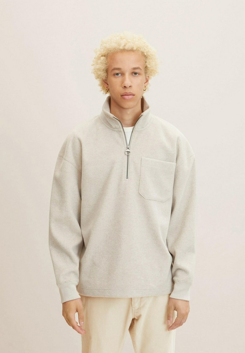 TOM TAILOR DENIM MIT TROYER KRAG - Sweatshirt - light dove grey melange/beige - Zalando.ch