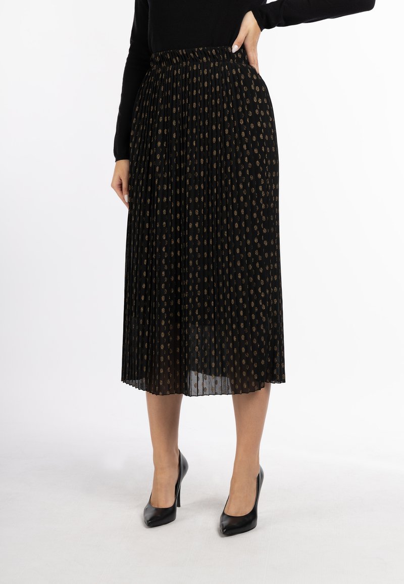 DreiMaster BARADELLO - A-lijn rok - schwarz gold/zwart - Zalando.be