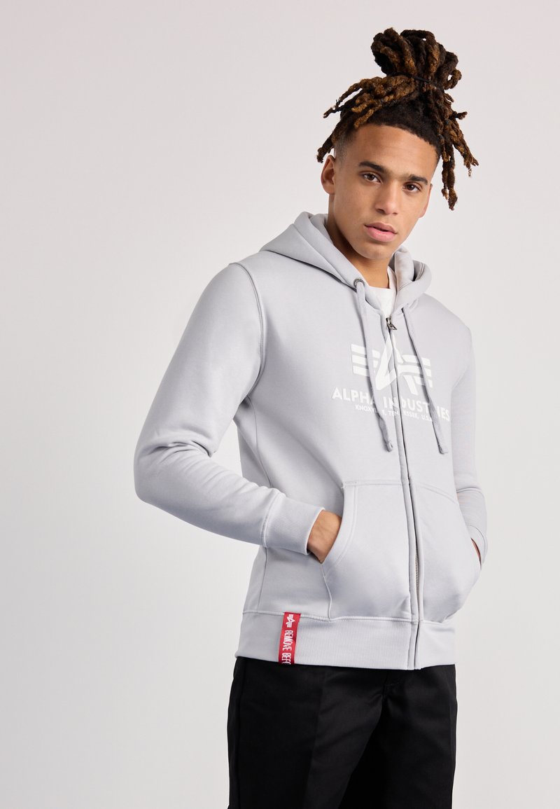 Alpha Industries BASIC ZIP HOODY - Sweatjacke - pastel grey/hellgrau - Zalando.at