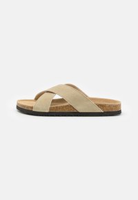 Pier One LEATHER UNISEX - Slippers - beige - Zalando