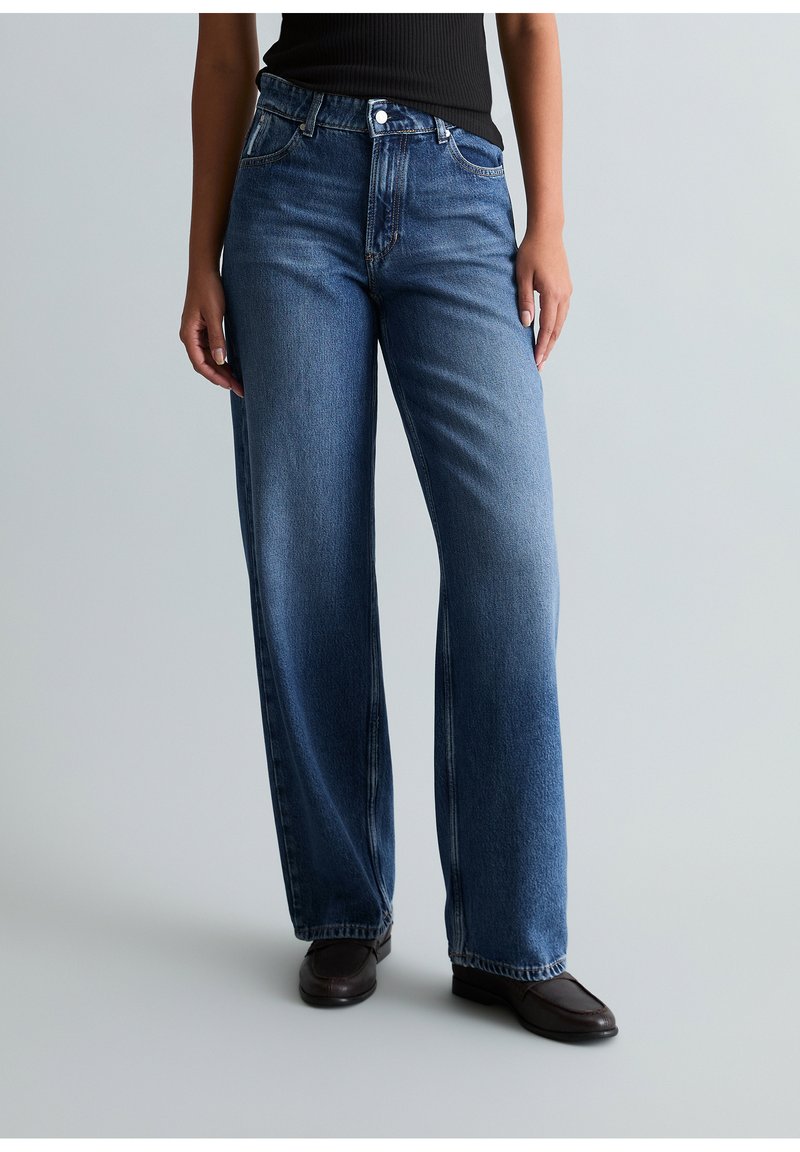 Marc O'Polo DENIM HIGH WAIST WIDE LEG - Wide Leg - medium blue/blue ...