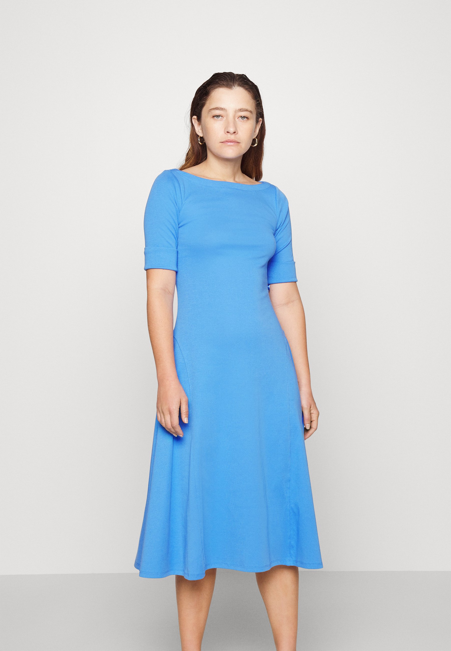 Lauren Ralph Lauren Petite MUNZIE ELBOW SLEEVE DAY DRESS - Jerseykleid - new england blue ...