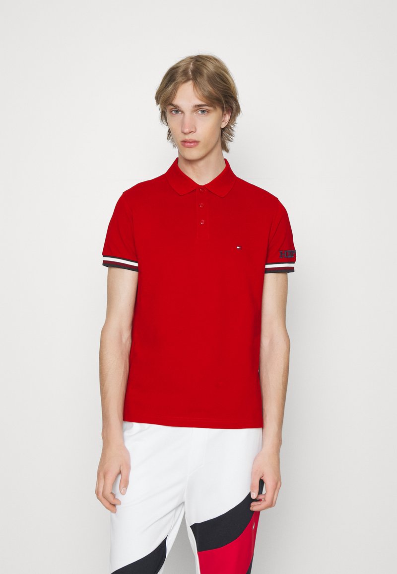 Tommy Hilfiger Monotype Cuff Slim Polo Shirt Arizona Red Red