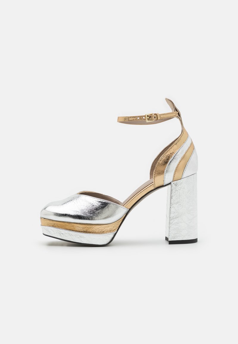 AllSaints TIFFANY PLATFORM - Platform heels - silver/gold/silver ...