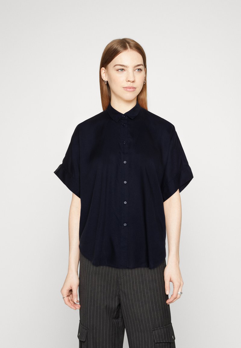 Monki LUCA - Hemdbluse - dark navy/blue solid/dunkelblau - Zalando.ch