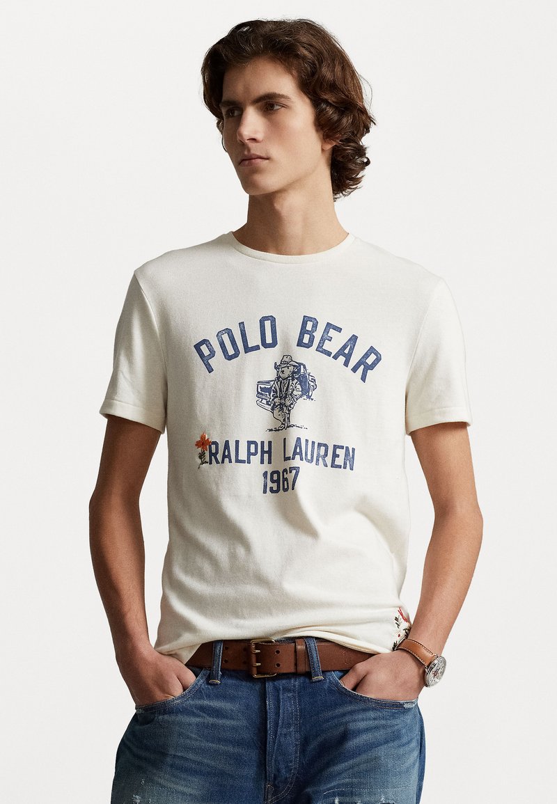 Polo Ralph Lauren CUSTOM SLIM FIT POLO BEAR JERSEY T-SHIRT - T-shirts print - nevis/hvid ...