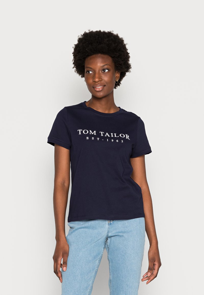 TOM TAILOR CREW NECK - T-Shirt print - navy midnight blue/dunkelblau ...