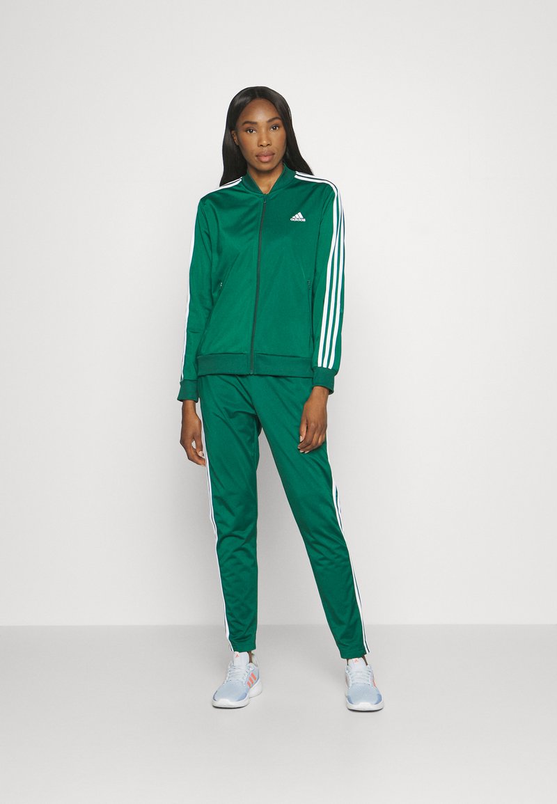 adidas Sportswear ESSENTIALS 3-STRIPES - Tracksuit - collegiate green white/light green - Zalando