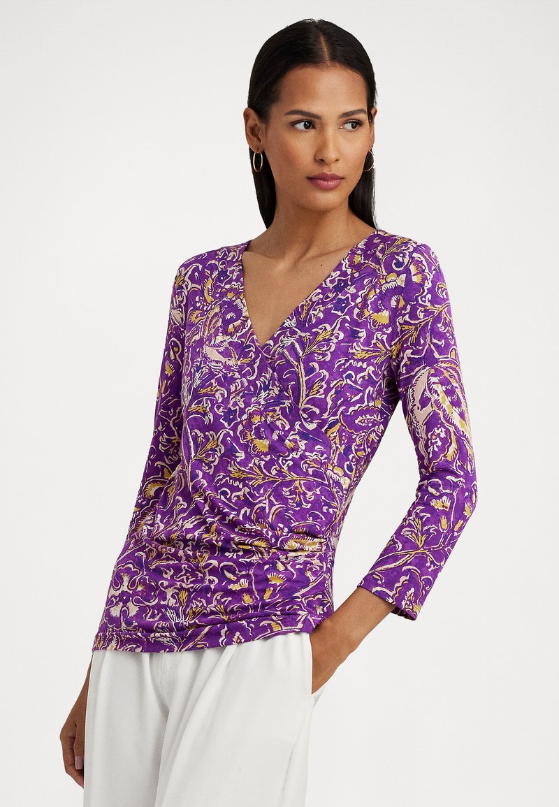 Lauren Ralph Lauren ALAYJA MID SLEEVE - Langarmshirt - purple/yellow ...