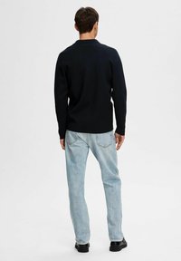 Selected Homme CUBAN COLLAR - Chaqueta de punto - sky captain/azul ...