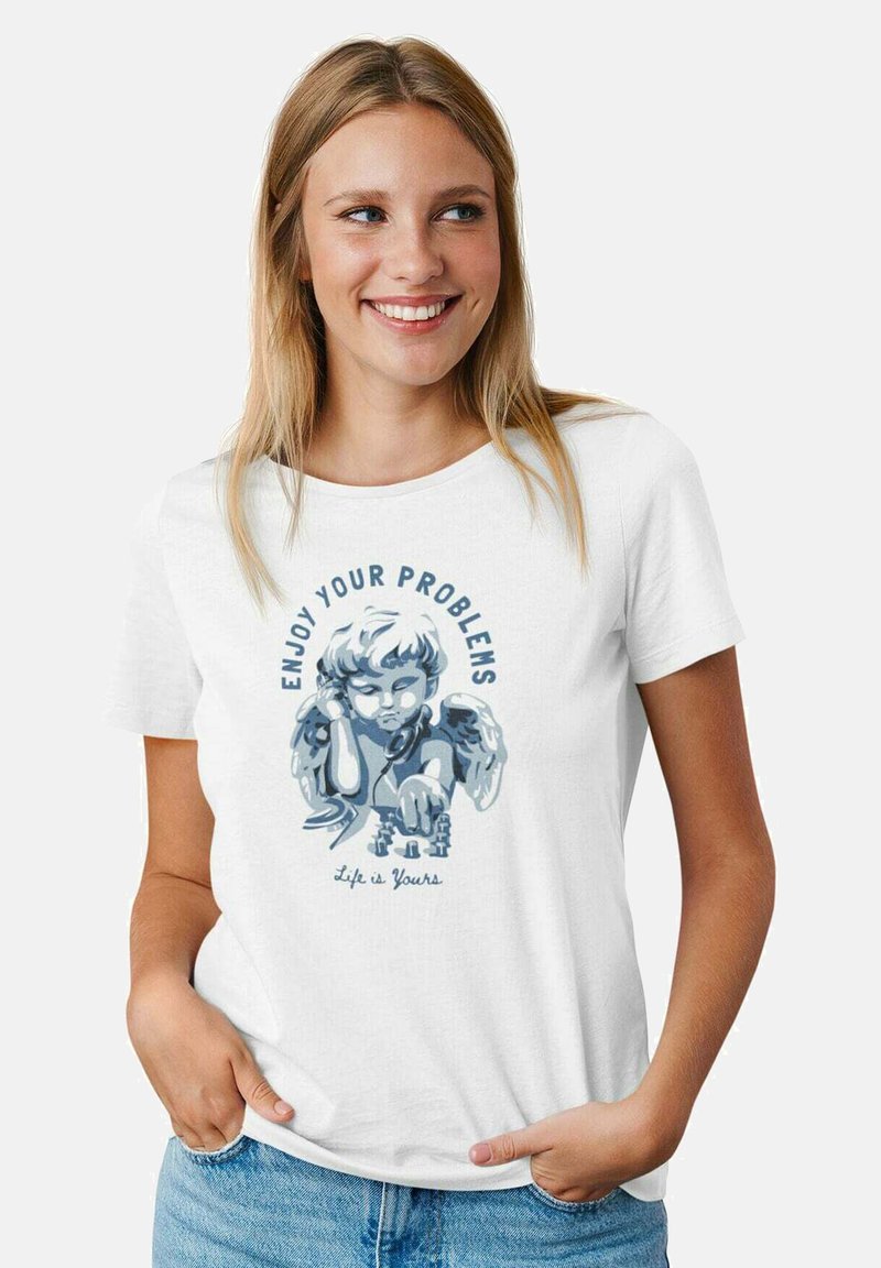 Novux ENJOY YOUR PROBLEMS - T-Shirt print - white/weiß - Zalando.de
