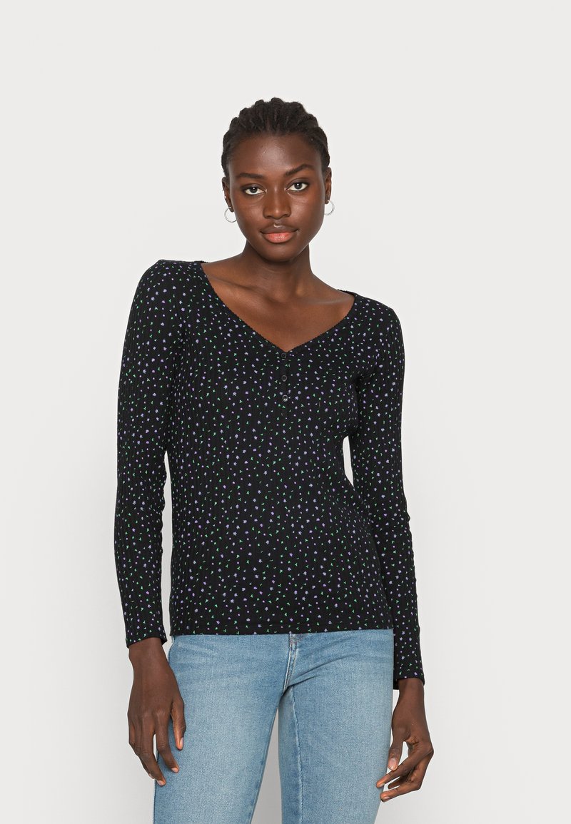 edc by Esprit POINTELLE - Long sleeved top - black - Zalando.de