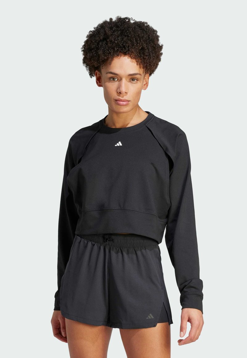 adidas Performance POWER AEROREADY CROP COVER UP - Sweatshirt - black ...