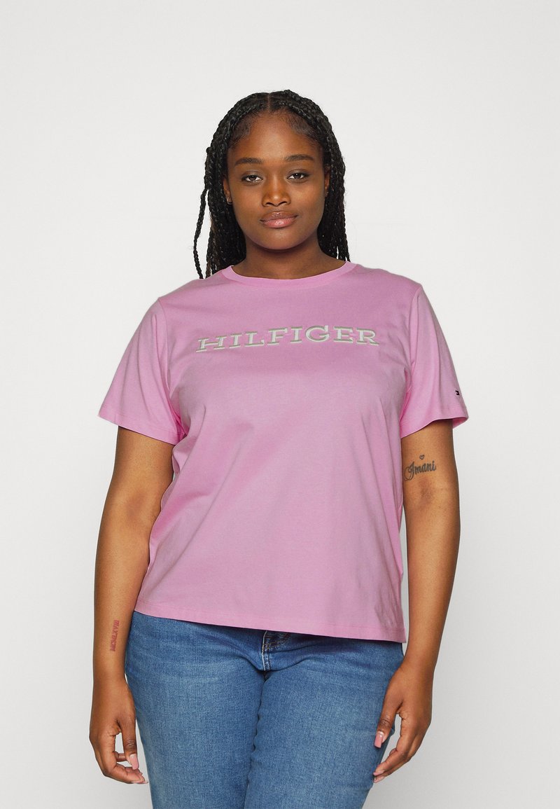 Tommy Hilfiger Curve MONOTYPE - T-shirt con stampa - iconic pink/fuxia ...