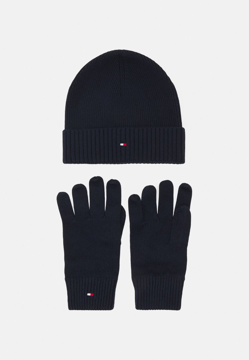 Tommy Hilfiger ESSENTIAL BEANIE & GLOVES SET - Hansker - space blue/mørkeblå - Zalando.no